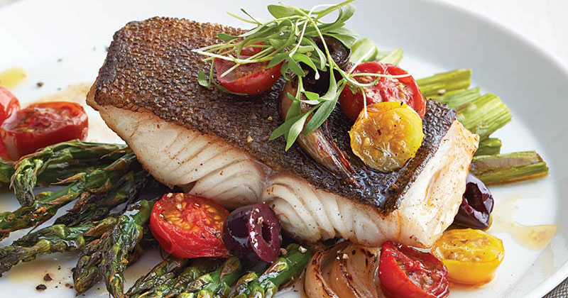 Roasted Alaska black cod with tomatoes